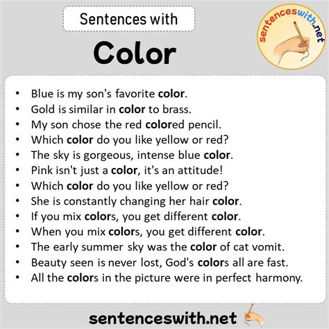 Sentences With Color Sentences About Color Sentenceswithnet