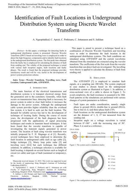 Identification Of Fault Locations In Underground Distribution System