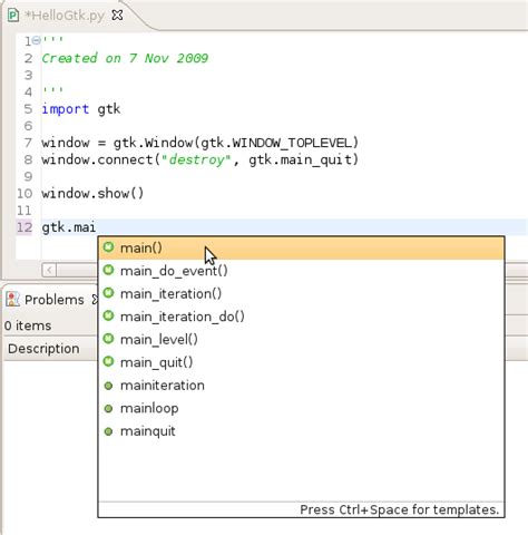Eclipse Pydev And Gtk With Code Completion Open Source Dev Notes