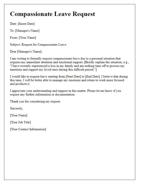 Letter Template For Compassionate Leave Approval Free Samples In Pdf Letterin