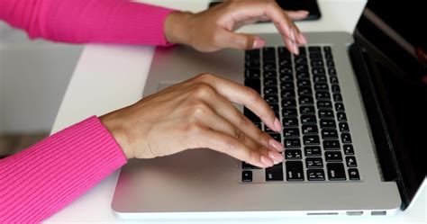 Premium Photo Close Up Of Woman Hands Typing On Laptop Computer Keyboard
