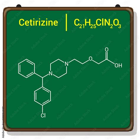Chemical Structure Of Cetirizine C21h25cln2o3 Stock Vector Adobe Stock