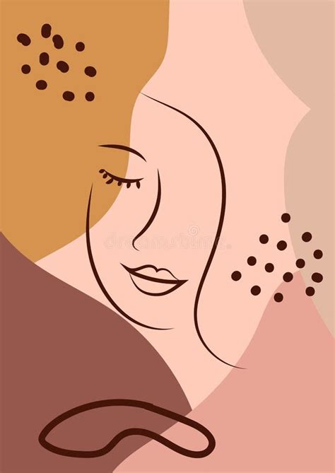 Abstract Woman Face One Line Drawing Portret Minimalistic Style Continuous Line Stock Vector