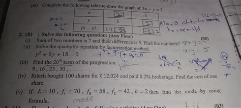 iii complete the following table to draw the graph of 3x−y 2 a1 a 9 d
