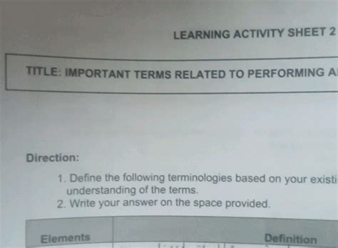 LEARNING ACTIVITY SHEET 2 TITLE IMPORTANT StudyX