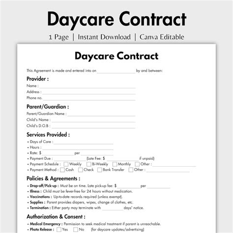 Home Daycare Intake Form Etsy
