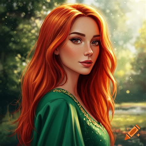 Slytherin Girl With Wavy Red Hair And Grayish Blue Eyes On Craiyon
