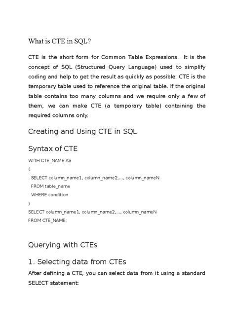 Cte In Sql Common Table Expressions What Is Cte In Sql Cte Is The Short Form For Common