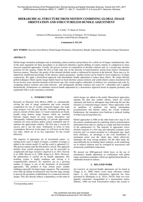 Pdf Hierarchical Structure From Motion Combining Global Image Orientation And Structureless