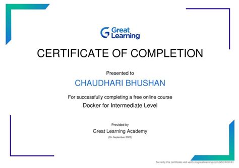 Finished Docker For Intermediate Course On Great Learning Bhushan Chaudhari Posted On The