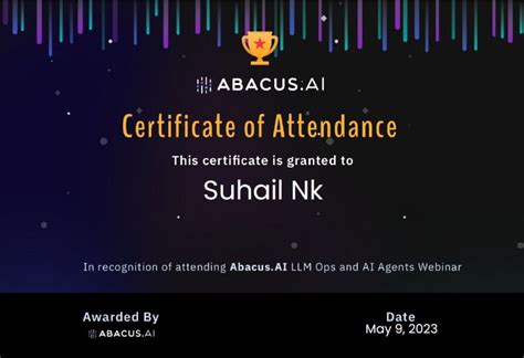 Suhail N K On Linkedin Ai Abacusai Webinar Certificate Suhailnk