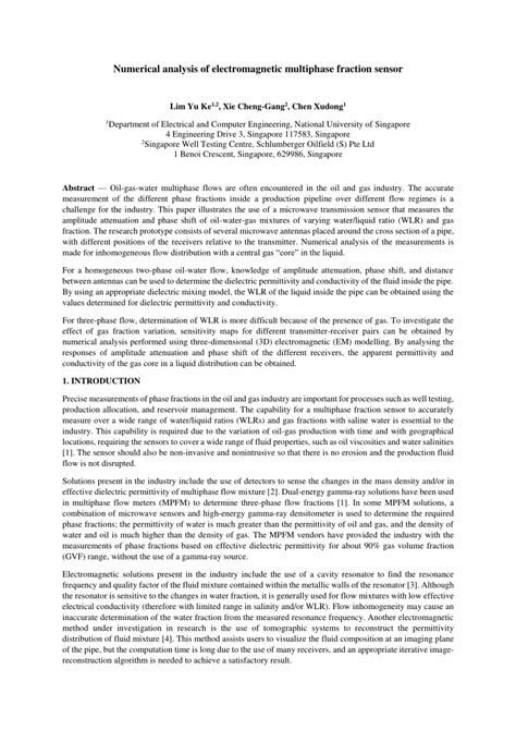 Pdf Numerical Analysis Of Electromagnetic Multiphase Fraction Sensor