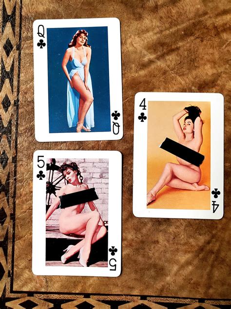 Vintage Adult Playing Cards Pin Up Erotic Authentic Antique Vintage Ephemera Junk Journal Art