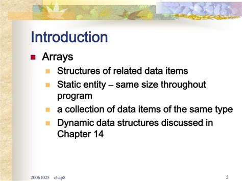 Ppt Introduction To Arrays Static And Dynamic Structures Powerpoint Presentation Id5927162