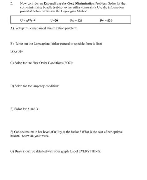 Solved 2 Now Consider An Expenditure Or Cost Minimization