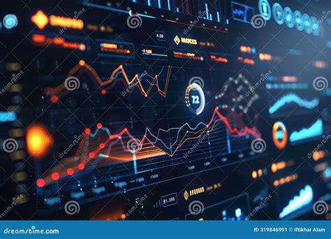 Detailed View Of Computer Monitor Displaying A Variety Of Graphs And