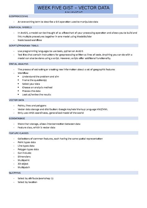 Week Five Gist Vector Data Analysis Geoproccesing An Overarching Term
