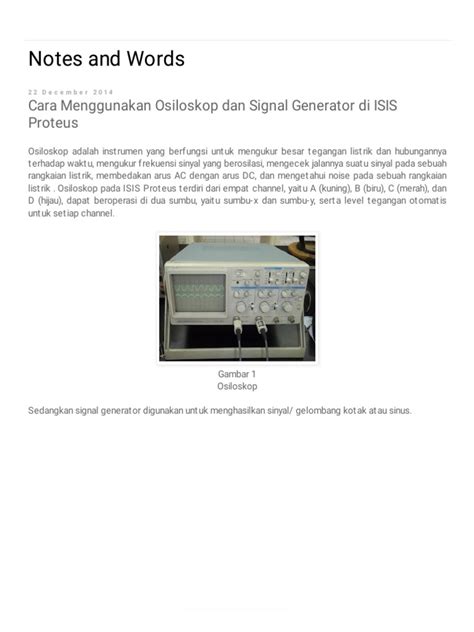 Notes And Words Cara Menggunakan Osiloskop Dan Signal Generator Di Isis Proteus Pdf