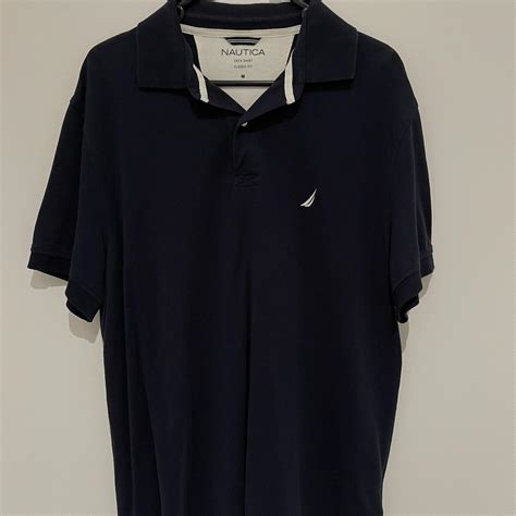Selling Nautica Polo Shirt Classic Fit Size M Navy Blue Depop