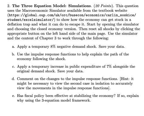 Solved 2 The Three Equation Model Simulations 20