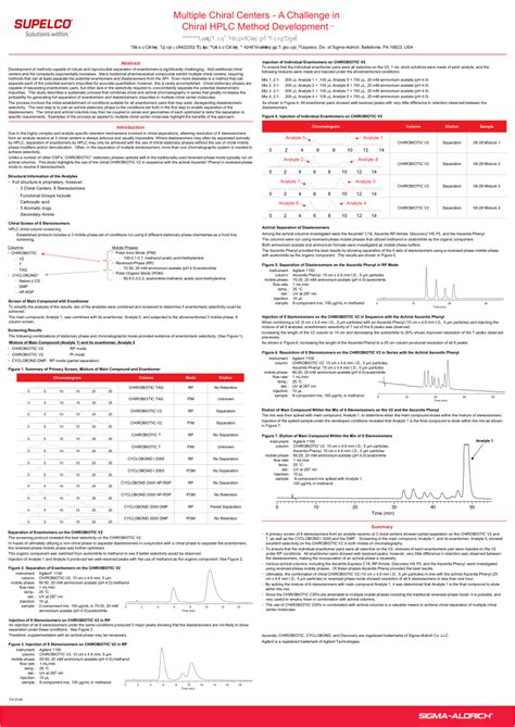 PDF Multiple Chiral Centers A Challenge In Chiral HPLC Method Development