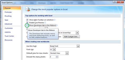 Microsoft Excel Vba How To Enable Developer Tab In Excel 2007