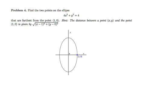 Solved Problem Find The Two Points On The Ellipse 422 Y2 4 That Are Farthest From The Point