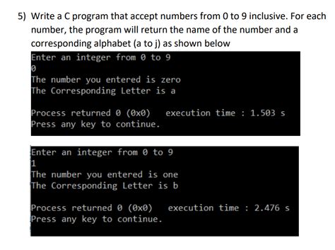 Solved Write A C Program That Accept Numbers From 0 To 9 Chegg