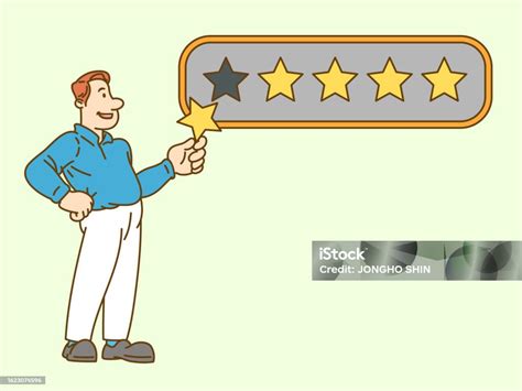 고객 경험 개념입니다 회사의 등급을 높이기 위해 별 다섯 개 기호를 가리키는 남자 경영자에 대한 스톡 벡터 아트 및 기타 이미지 경영자 고객 고객 중심 Istock