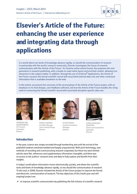 Pdf Elseviers Article Of The Future Enhancing The User Experience