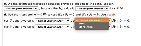 solved c did the estimated regression equation provide a good fit to