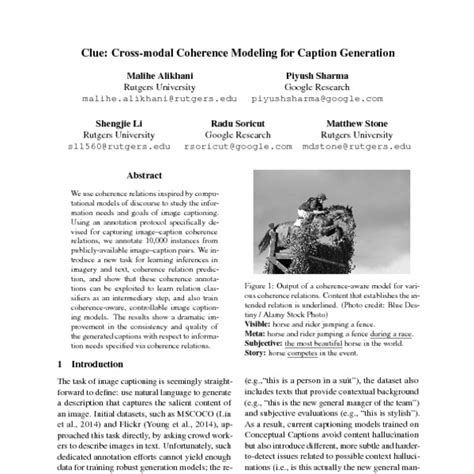 Cross Modal Coherence Modeling For Caption Generation Acl Anthology