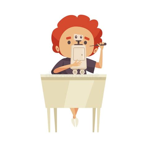 Boy Assembles Robot Composition Stock Vector Illustration Of Robotic