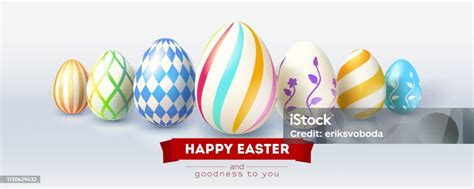 부활절 인사 카드 디자인 축제입니다 추상 선물의 바우처 브로슈어 서식 파일 손으로 그린 부활절 달걀 빨간 리본에 텍스트의