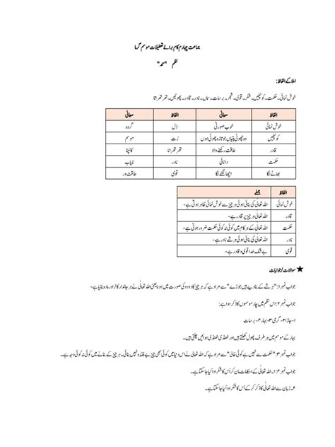جماعت چہارم کام برائے تعطیلات موسم گرما Pdf