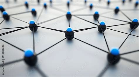 Network Topology Concept With Interconnected Blue Nodes And Black Lines