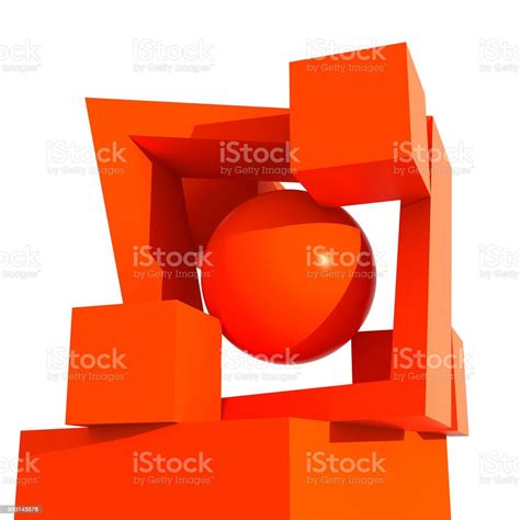 3 차원 기하학적 구성입니다 추상적인 건축 디자인입니다 빨간 현대 조각 흰색 배경에 고립의 3d 렌더링 조각에 대한 스톡 사진 및 기타 이미지 Istock