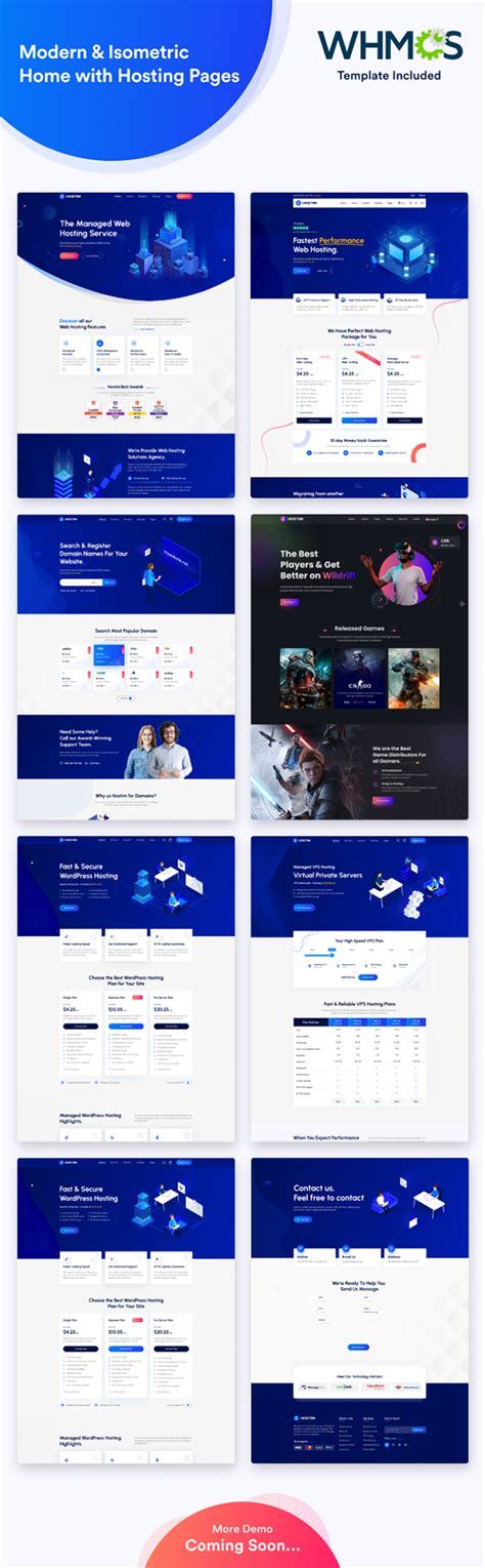 hostim web hosting services html template with whmcs by themetags