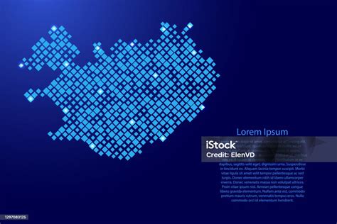 다양한 크기의 파란색 패턴 마름모와 빛나는 우주 별 격자에서 아이슬란드지도 벡터 그림입니다 0명에 대한 스톡 벡터 아트 및 기타 이미지 Istock