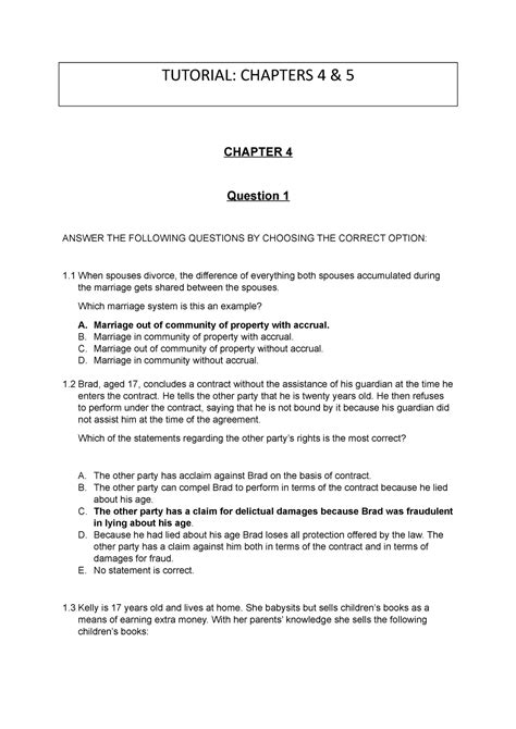 Tutorial 2 Memo TUTORIAL CHAPTERS 4 5 CHAPTER 4 Question 1 ANSWER THE FOLLOWING Studocu