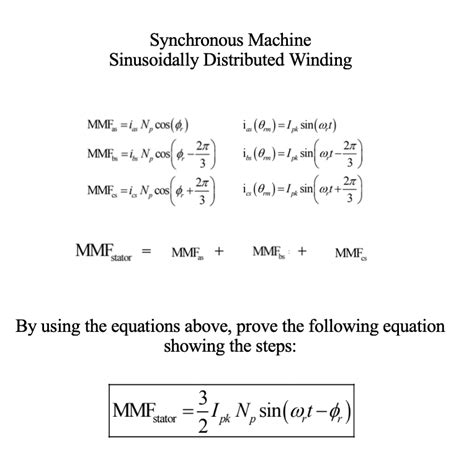 solved synchronous machine sinusoidally distributed winding
