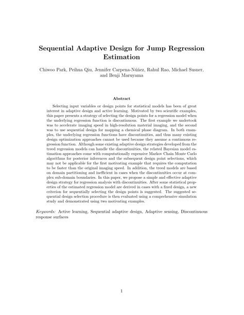 Pdf Sequential Adaptive Design For Jump Regression Estimation