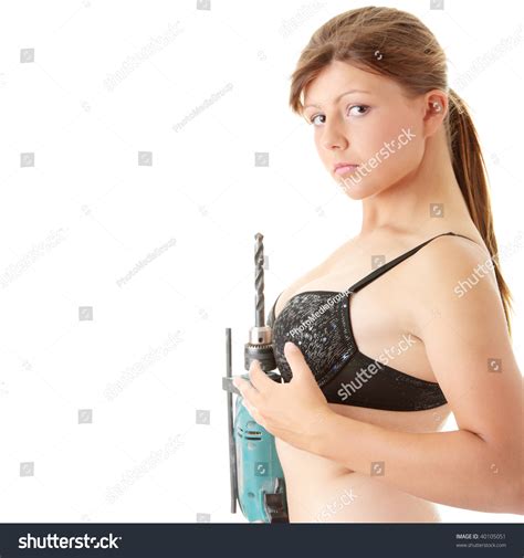 Sexy Lady Drill Isolated On White Stock Photo Edit Now