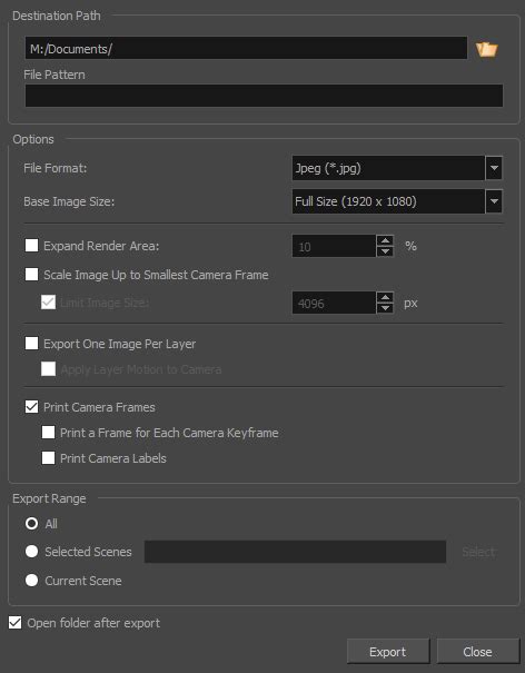Exporting Layouts Toon Boom Learn