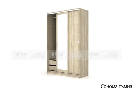 Гардероб с плъзгащи врати City 1006 Сити 1006 Сонома тъмна Мебели АРЕНА