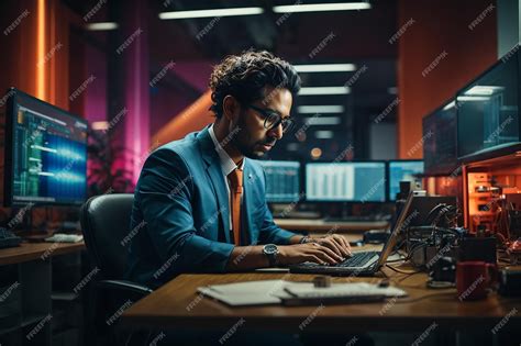 premium photo engineer working on a computer in office engineering