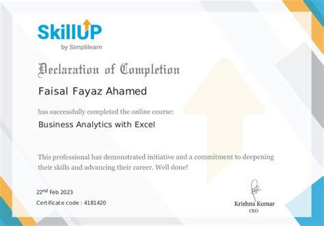 Excel Businessanalytics Faisal Ahamed