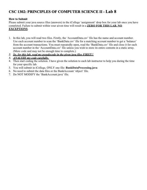 csc 1302 principles of computer science ii lab 8