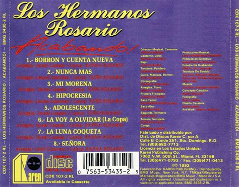 Car Tula Trasera De Los Hermanos Rosario Acabando Portada