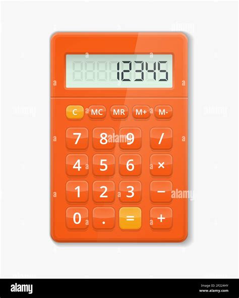 Vector Realistic Calculator Button Electronic Digit Calculation Display Minus And Plus